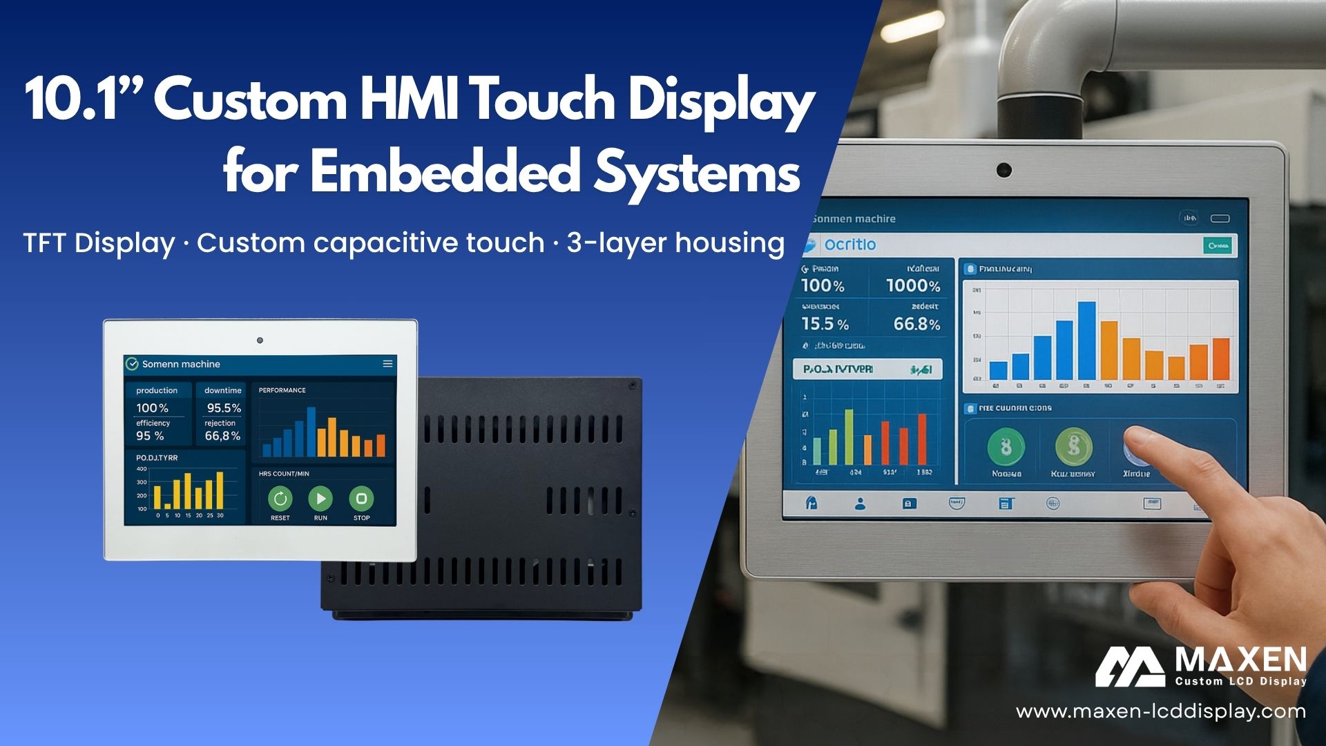 10.1" Custom HMI Touch Display for Embedded Systems - MAXEN